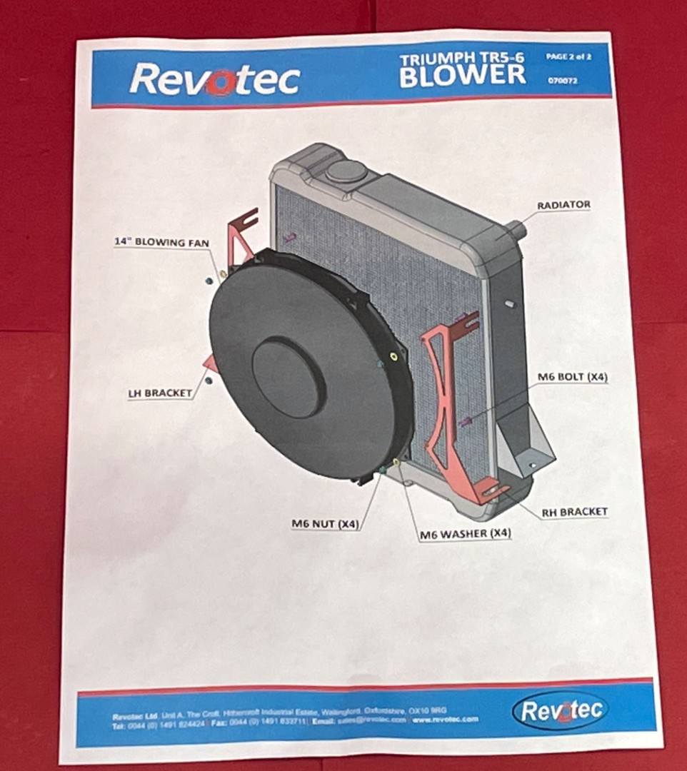Revotec Cooling Fan Kit - Triumph TR5 & TR6. B-TR5-6-BLOWING